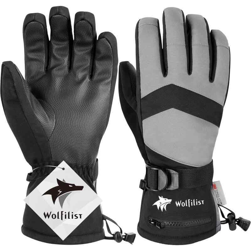 WOLFILIST スキーグローブ スノーボード 手袋 防寒グローブ 防水スポーツグローブ アウトドアスノーグローブ 手袋 レディース メンズ 厚手 中綿 裏フリース バイク ウィンター 登山 雪遊び 除【防風・耐久性素材】WOLFILIS...