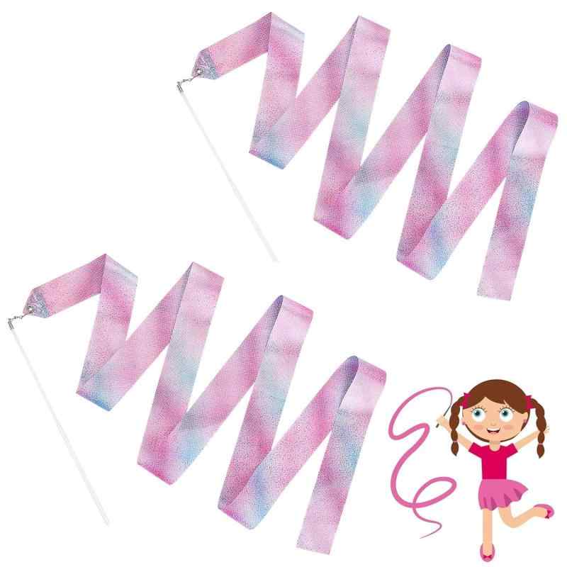 VEAGIA 新体操 リボン ダンスリボン 長さ2m 2個入り 体操・新体操 競技用具 リボン ショー カラフルなリボン 子供のおもちゃ✅️【サイズ】リボン長：200cm、棒の長さ：30cm、リボンの幅：4.5cm。✅️【品質素材】体操リボ...