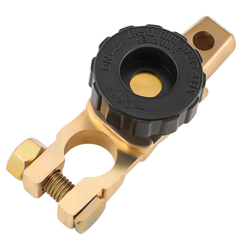 バッテリーカットターミナル D端子カットオフ 回転式電源 スイッ漏電 保護 遮断器 12v 24v バッテリー上がり防止 取付簡単✅【パッケージ内容】バッテリーカット1点セット、応用電圧：12V、24V。✅【優れた素材】亜鉛合金（表面に真鍮...