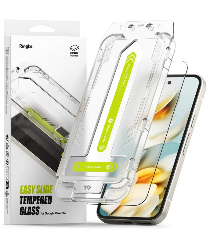 【Ringke】 Pixel 9a ガラスフィルム EASY SLIDE TEMPERED GLASS FILM 硬度9H 画面保護 全面保護 液晶保護 保護ガラス 強化ガラス スクリーンプロテクター フィルム (取付ツール付き / 2枚入...