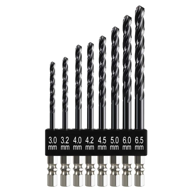 六角軸ドリル ステンレス用 ONUEMP 8本組 ショートドリルセット 超高硬度 新快削 チタンコーティング コバルトハイス鋼 HSS-Co M35 ステンレス用ドリル 鉄工用 穴あけ 収納ケース付き「三枚刃の六角軸ドリル」三枚刃で刃が均等...