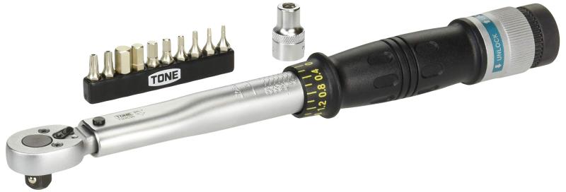 トネ(TONE) プレセット形トルクレンチ T3HC30C 差込角9.5mm(3/8") 30N・mセット内容/ビットセット(ビット用ホルダー10個付):2、2.5、3、4、5、6、8mm(2mm2個)・T25(T型トルクス〔いじ...
