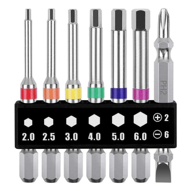 OIENNI ヘックス ビットセット 7本組 ドライバービット 六角ビット 片頭ヘックス 65mm 対辺2/2.5/3/4/5/6 磁気ビット 電動ドライバービット 6.35mmシャンク インパクト対応【商品仕様】サイズ:対辺2/2.5/3...