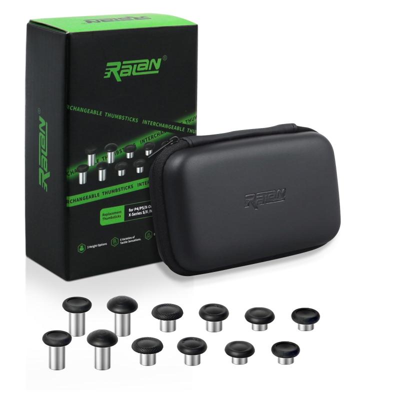 RALAN ps5コントローラーに対応用交換サムスティック、ps4コントローラー スティック PS5/PS4/XBOX SERIES X/switch NS pro PROコントローラー用交換用キャンプ修理ツール 金属製セット3種類の高さに...