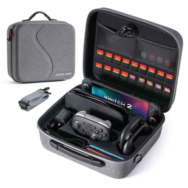STARTRC GAMES Switch 2 ケース スイッチ2 キャリーケース 防塵 防汚 耐衝撃 全面保護 大容量 Switch 2 本体/Joy-Con/Proコントローラー/電源アダプタ/18枚ゲームカード全部収納可能【対応機種】収...