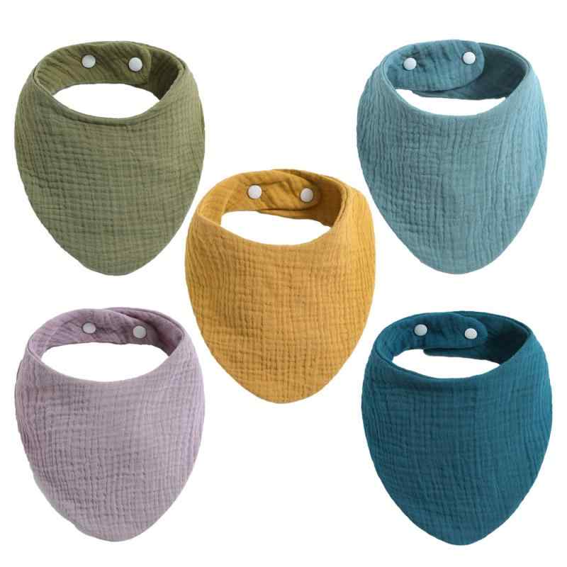 [Jio.Jio] スタイよだれかけ ベビー ビブ 綿100% 5枚セット 赤ちゃん エプロン 食事用 新生児用 幼稚園用 柔らかい 通気性よい 調整可能 無地 男の子 女の子 保育園 入園準備