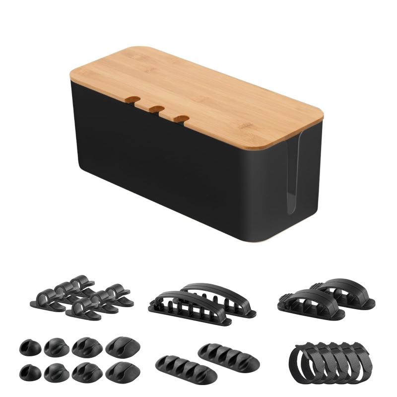 ケーブルボックス 電源タップ コンセント隠し 配線ボックス コードケース 整理用 配線すっきり 充電ケーブル 収納 コードまとめ ケーブルホルダー20点・収束バンド5本付き【適用】配線隠し 収納ボックスは、煩わしい電源コード、ケーブル、プラ...