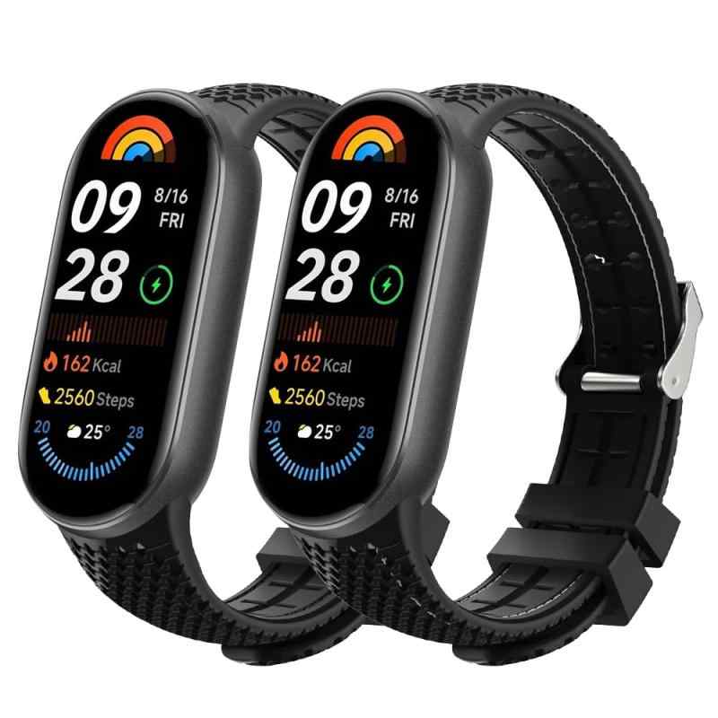 [MoKo] XiaoMi Smartband 10 9 8 交換用ベルト 2個入り シャオミ スマートバンド10 スマートバンド9/8 スポーツベルト シリコン製 ソフト Mi Band 10 9 8 スポーツ向き 軽量 縫い上げ仕様 耐...