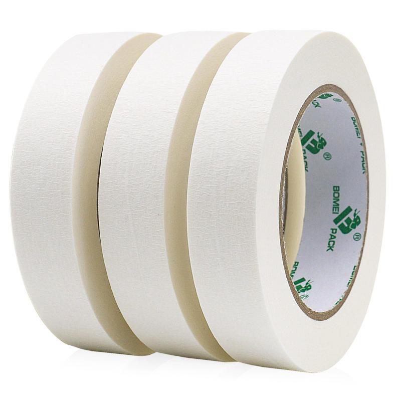 BOMEI PACK マスキングテープ 25mm*50m テープ [3巻セット] ホワイト 書きやすく、はがしやすい 塗装用仮止めテープ 自動車塗装用BOMEI PACK ペインターズテープは、ペイント、トリミング、エッジング、マスキング、...
