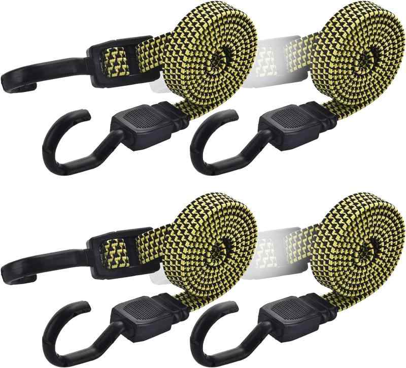 Fifod 荷台用 ゴムバンド 4本セット 自転車 固定ベルト 2M 高張力 調整可能 ゴム紐 荷物固定紐ベルト キャンプ 荷物固定 落下防止…