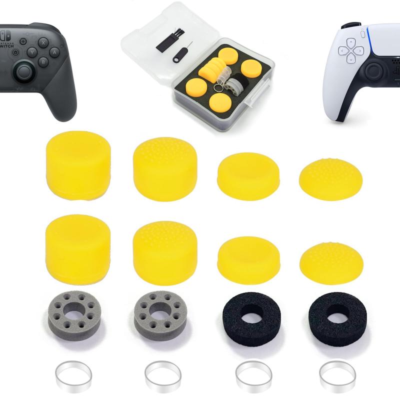 ZHI-NYLLDJS フリーク PS5/4 Switch1/2 プロ コントローラーに対応 フリーク コントローラー スティック カバー アシストリング 収納ケース付き（フリーク4個/スティック カバー4個/アシストリング4【PS5/4対...