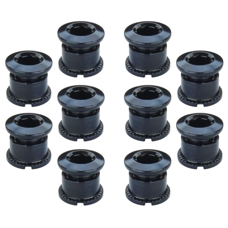 FregocS 自転車 チェーンホイール チェーンリング ブラック色 ボルト ナット 便利な 10個セット 丈夫な スチール BIC-CRBt_BLK