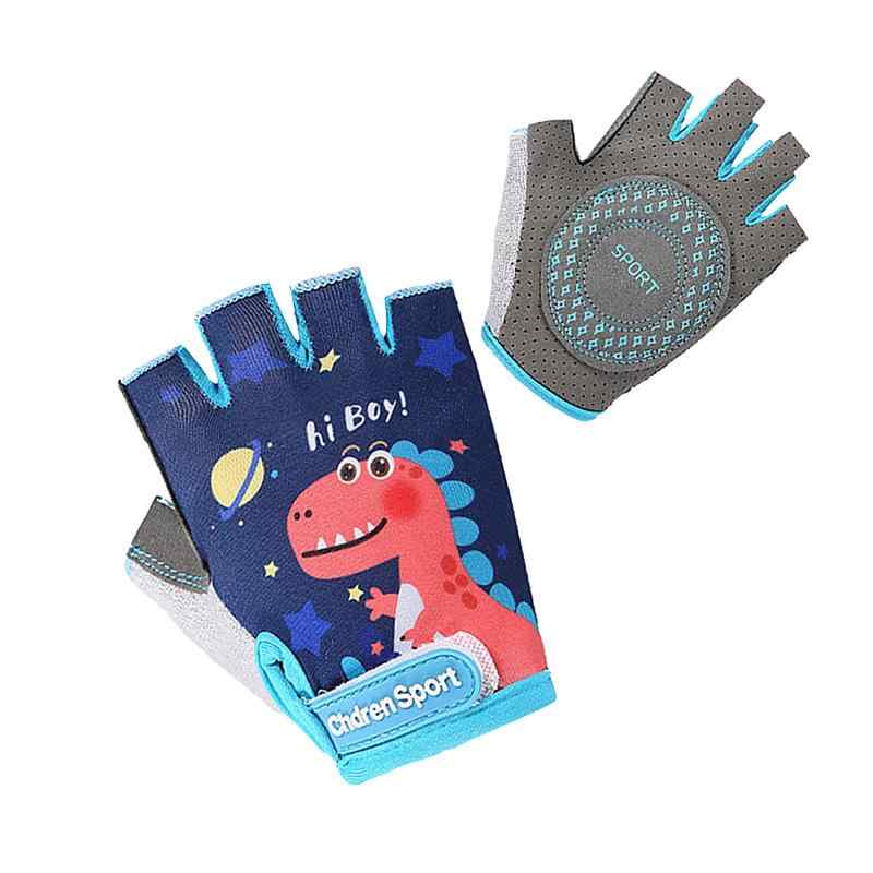 SunGoddy 子供用 サイクリンググローブ 自転車 スケート 手袋ジュニアキッズ 男の子女の子 3D 立体 春夏秋 耐磨耗性 通気性 滑り止め 登山半指 バイク グローブ 高弾力衝撃吸収 男女兼用