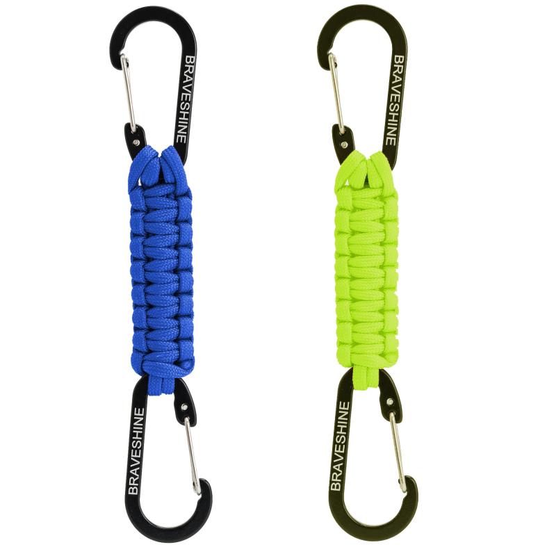 [BRAVESHINE] カラビナ ダブルヘッド パラコードで編んだ カラビナ パラコード ストラップ キーホルダー キーチェーン アウトドア キャンプ フック ハンガーNEW