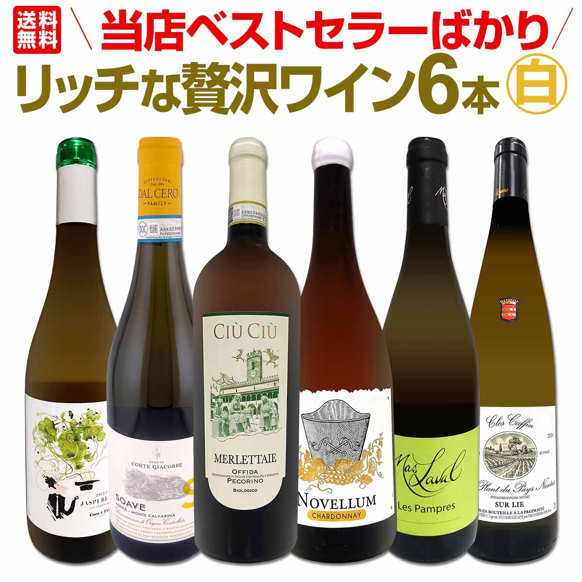 セット内容 白750ml x 6本 1本目 チウ・チウ・レ・メルレッタイエ 2025 Ciu Ciu Le Merlettaie Offida Pecorino 2025 色・容量：白750mlALC： 13.5% ブドウ品種：ペコリーノ1...