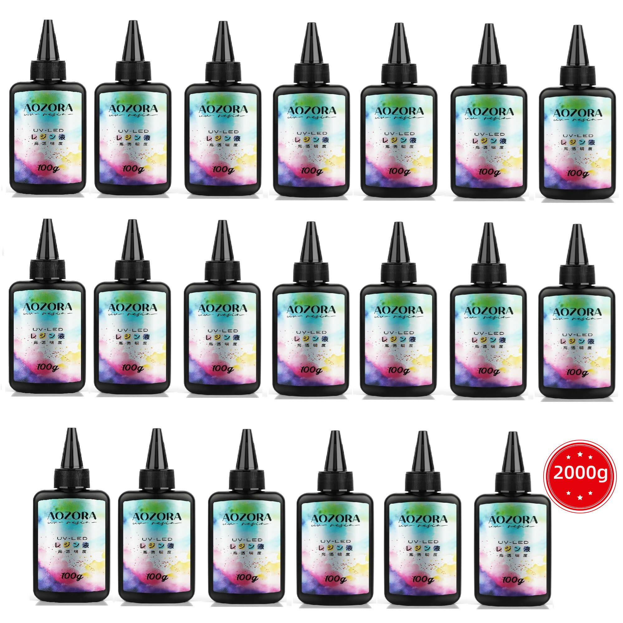 【高い透明度& 黄変にくい】 ★ AOZORAのレジン液は水のような透明さを持ちます。着色剤との相性も優れており、発色は非常に鮮やかです！作品をかんぺきに表現することができます。また、黄変性能も優れています。長時間使用しても新しいような透明...