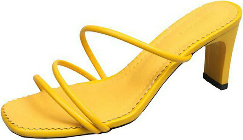 　　　 ◆◇◆売れている秘密◆◇◆ ●【素材】表地：超繊維●【カラー・ヒールの高さ】イエロー、グリーン、ブラックオレンジ、クリーム（6cmヒール） ♪華奢な細ストラップが夏らしくこなれ感演出ミュールタイプでさっと脱ぎ履きでき楽な履き心地 ♪...