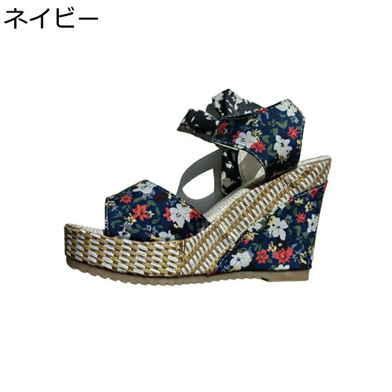 　　　 ◆◇◆人気の秘密◆◇◆ 【花柄】優雅なリボン。花柄リゾートテイストが夏にぴったりのデザイン。リゾートの雰囲気とボヘミアンな花柄が可愛い。 【ウェッジソール】厚底ウエッジサンダルで盛りまくって！ちょっとした旅行やサマーデート、夜遊びに...