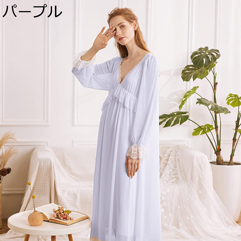 　　　 ◆◇◆人気の秘密◆◇◆ 姫系デザインで、お部屋でもおしゃれで上品なルームワンピースです。お昼も可愛い洋服を着て、夜も可愛いパジャマです。 綺麗なデコルテライン、流暢なドレープ感が特徴的です。胸元のリボン、柔らかく繊細なレース、裾もフ...