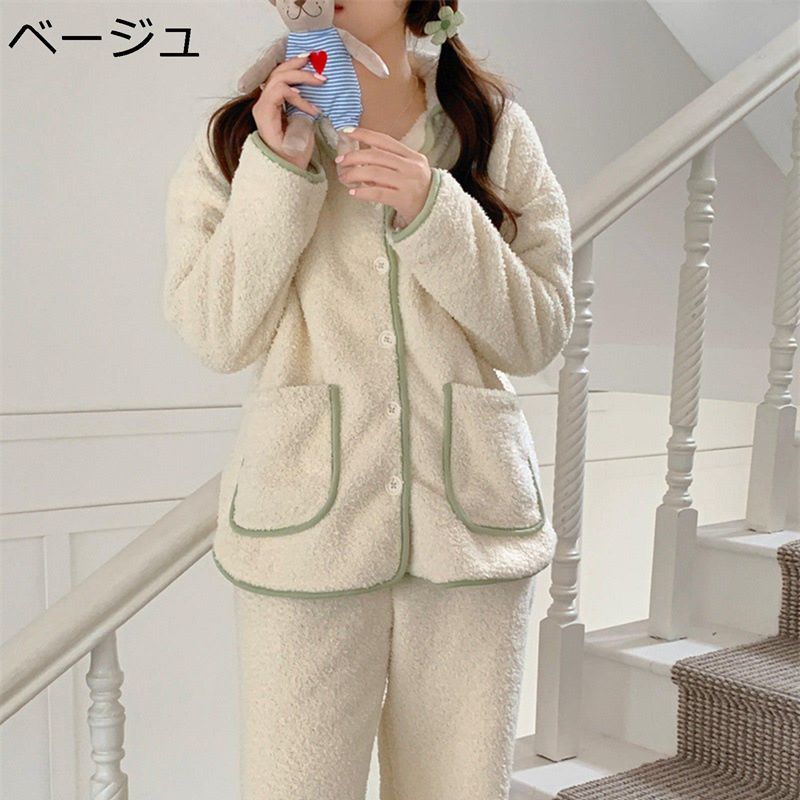 　　　 ◆◇◆人気の秘密◆◇◆ 【仕様】サイズ: フリーサイズ : パンツの長さ: 95cm; 着丈: 66cm; バスト: 104cm。 【モコモコ】もこもこ生地のため、保温性があり暖かいパジャマです。オススメ着用時期は冬ですが、秋から冬...