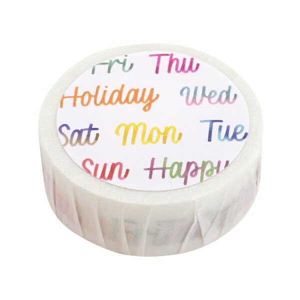 ハンドレタリング作家「bechori」さんが手書きで描いた文字をスキャンしたマスキングテープ。スケジュール管理やダイアリーに使える曜日の柄です。幅15mm×長さ7mサイズ：縦=44mm　横=44mm　厚さ=15mm商品色傾向：多色 表紙パタ...