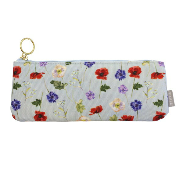 鮮やかな花柄の、布地のペンケースです。フラットな形状でとてもスリム。かさばらないので持ち運びに便利です。サイズ：縦=73mm　横=190mm　厚さ=13mm商品色傾向：水色 イラスト表紙パターン：その他植物商品番号155192商品名PIAN...