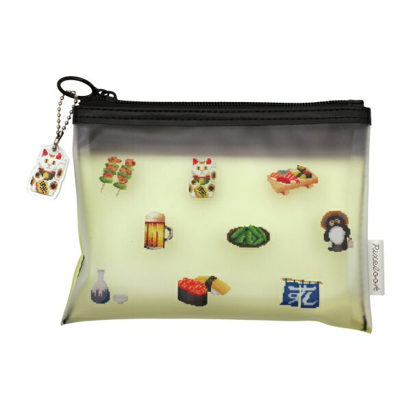 日本らしい様々なカルチャーがドット絵で表現され「pixelook」シリーズのポーチです。マットな質感のPVCを使用。化粧品やモバイルバッテリーなども持ち運びできる程よいサイズです。引手には関連するモチーフのアクリルチャームがついています。中...