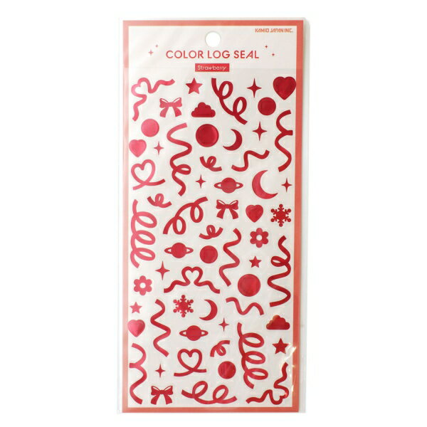 カラー箔押しの平らで使いやすいクリアタイプのシールですキラキラのリボンやハート・月や星など色々なシェイプの箔押しで手帳などのデコに使えます。※詳細画像に別カラーの商品を使用しておりますサイズ：縦=200mm　横=90mm　商品色傾向：赤 メ...