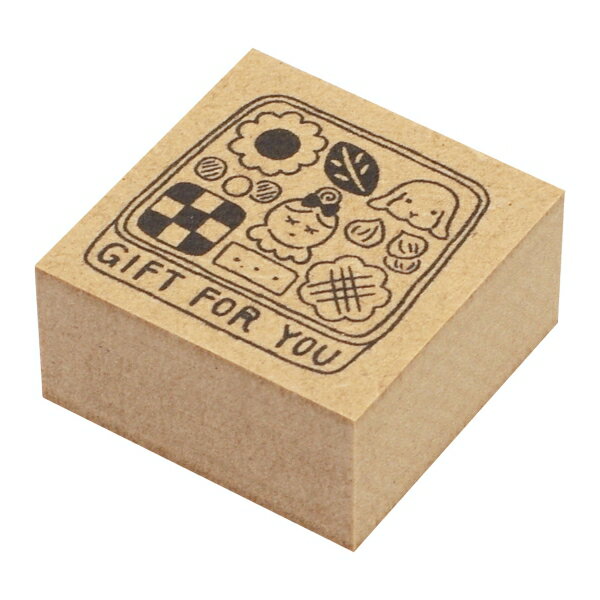 スタンプマルシェの看板ガール、マールちゃんのメッセージスタンプです。「GIFT FOR YOU」…あなたに贈るギフト。ぎゅっと美味しそうなクッキーが詰まったクッキー缶と「GIFT FOR YOU」のメッセージが一緒になったスタンプ。贈り物に...