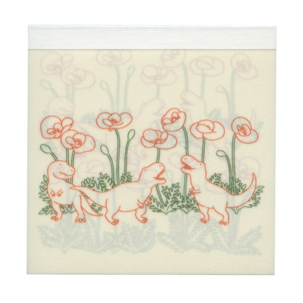 お花畑のなかを小さくなった動物たちが探検しているような、遊び心のあるデザインが魅力のメモパッドです。表(ざらざら)裏(つるつる)が異なる質感の紙を使用した、ほんのり透ける柄がかわいい。枚数:100枚日本製サイズ：縦=90mm　横=90mm　...