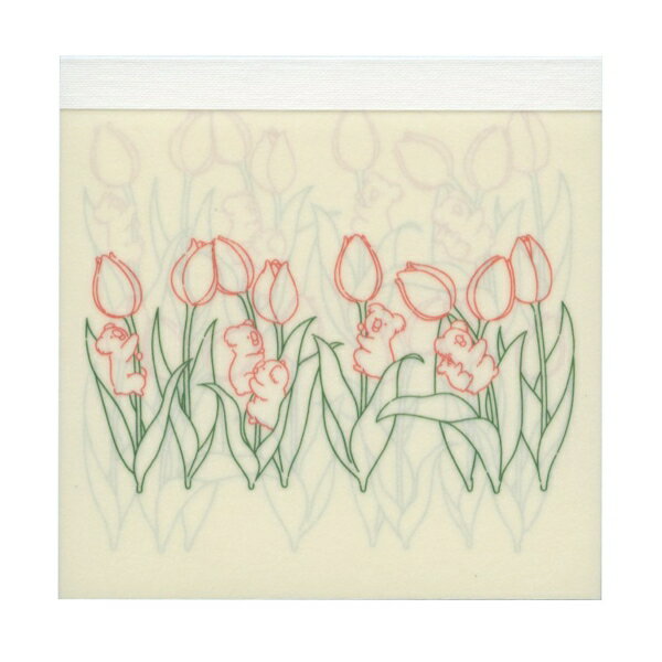 お花畑のなかを小さくなった動物たちが探検しているような、遊び心のあるデザインが魅力のメモパッドです。表(ざらざら)裏(つるつる)が異なる質感の紙を使用した、ほんのり透ける柄がかわいい。枚数:100枚日本製サイズ：縦=90mm　横=90mm　...