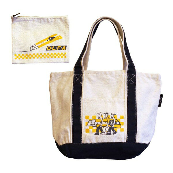 Old Restaのミニトートバッグです。文具メーカー「オルファ」のロングセラー商品「万能L型カッター」とオルファのオリジナルキャラクターがデザインされています。ランチバッグに最適なコンパクトサイズ。財布やスマホだけ持ってお出かけするときに...