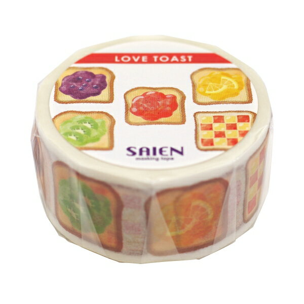 こんがりとトーストされた食パンの上に、さまざまな食材が乗っています。どれもとても美味しそうに見えるマスキングテープです。テープ幅20ミリ×長さ7メートルサイズ：縦=43mm　横=43mm　厚さ=20mm商品色傾向：白 イラスト表紙パターン：...