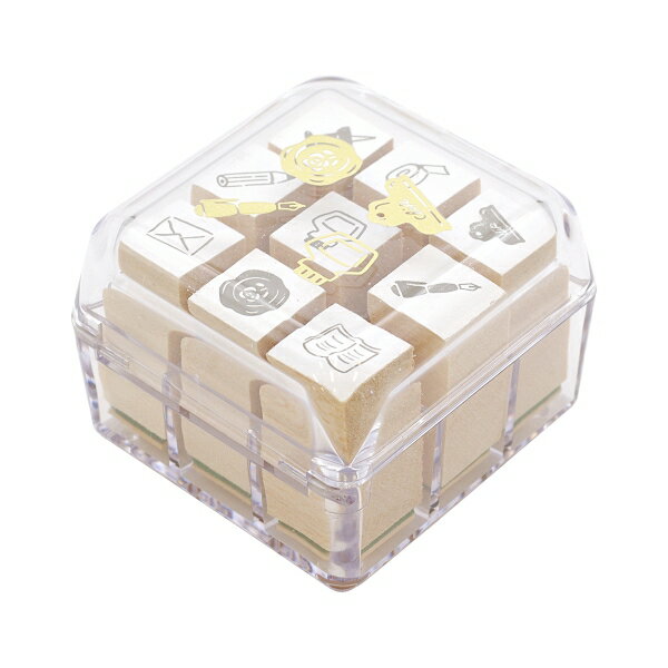 小さいスペースでも使いやすいミニサイズのはんこの9柄セットです。手帳のワンポイントや日記のデコにオススメです。持ち運びできるかわいい収納ケース入り。サイズ：縦=40mm　横=40mm　厚さ=32mm商品色傾向：ベージュ イラスト表紙パターン...