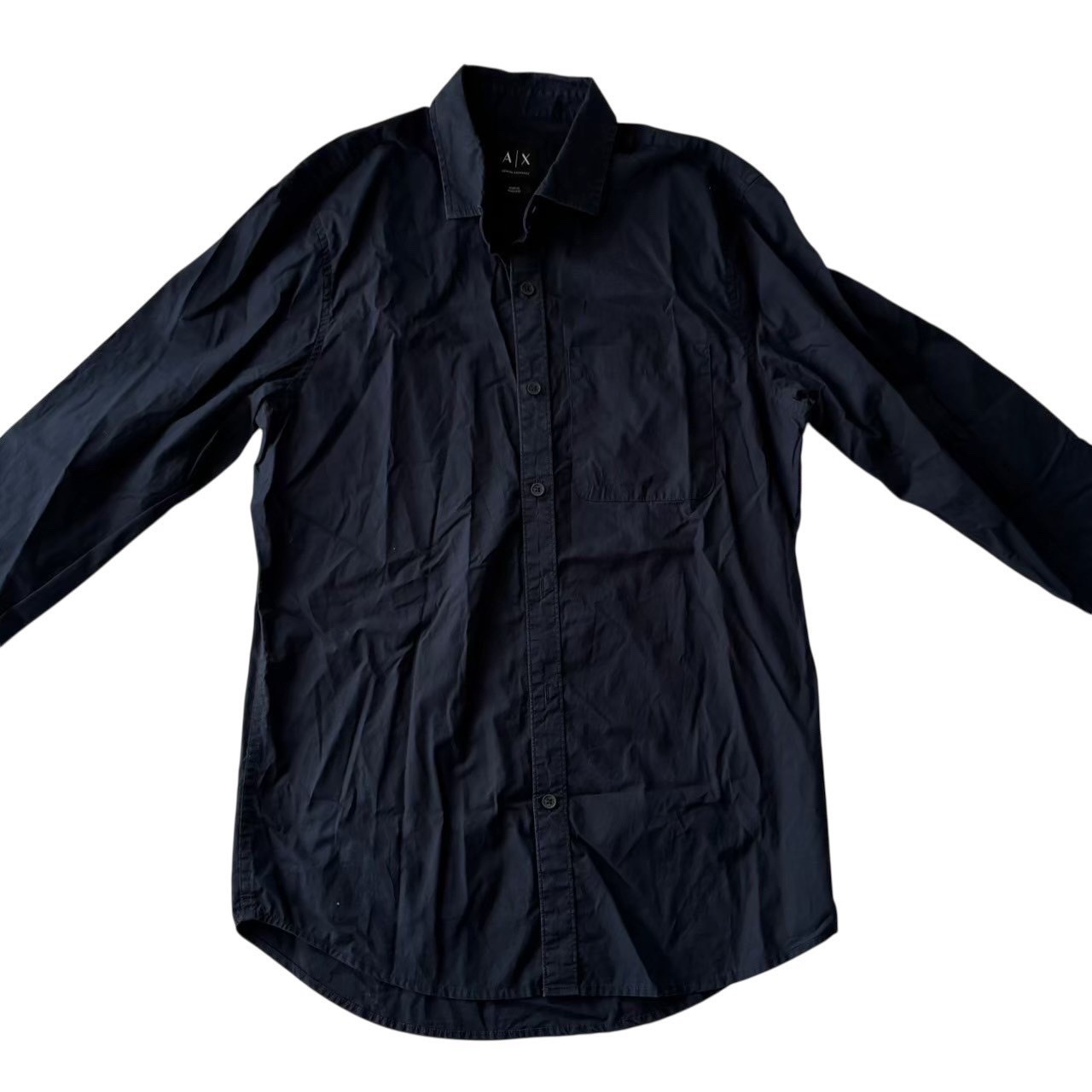 ARMANI EXCHANGE アルマーニ アルマーニエクスチェンジ アパレル ファッション ブランド服 シャツ ネイビー 無地 シンプル かっこいい おしゃれ 着回し トップス 長袖 カジュアル ブランド コットン Sサイズ メンズ ■商...