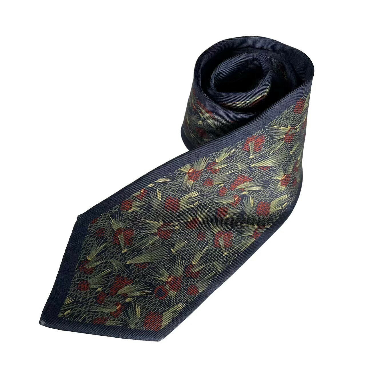 mila schon ミラショーン ネクタイ ブランド小物 ファッション スーツ ネイビー紺 グリーン 緑 レッド 赤 葉 ボタニカル 総柄 シルク イタリア製 ビジネスマン 紳士 メンズ ■商品情報■ ●タイトル　mila schon ミ...