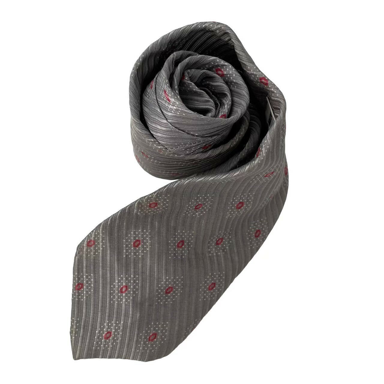 GIORGIO ARMANI ジョルジオアルマーニ アルマーニ ネクタイ ブランド 小物 スーツ ファッション グレー 赤 レッド 白 ホワイト 六角形 総柄 ストライプ 斜線 紳士 メンズ ■商品情報■ ●タイトル　GIORGIO ARM...