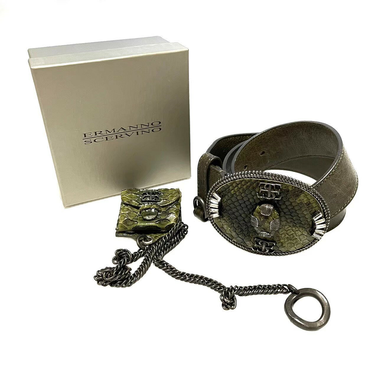 ERMANNO SCERVINO エルマンノシェルヴィーノ ベルト ブランド 小物 ファッション アパレル パイソン レザー カラーARG D03036/CUA 小物入れチェーン 85cm メンズ ■商品情報■ ●タイトル　 ERMANNO...