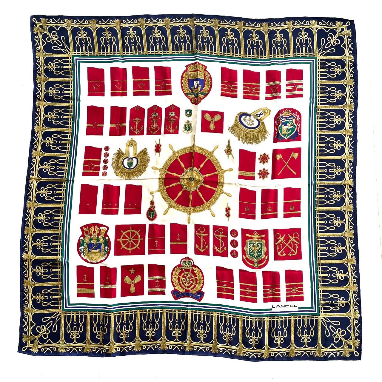 LANCEL ランセル スカーフ ブランド 小物 FLVCTVAT NECT MERGITVR 90 マリン 船 ブルー 青 レッド 赤 シルク ファッション レディース ■商品情報■ ●タイトル　LANCEL ランセル スカーフ ブランド...