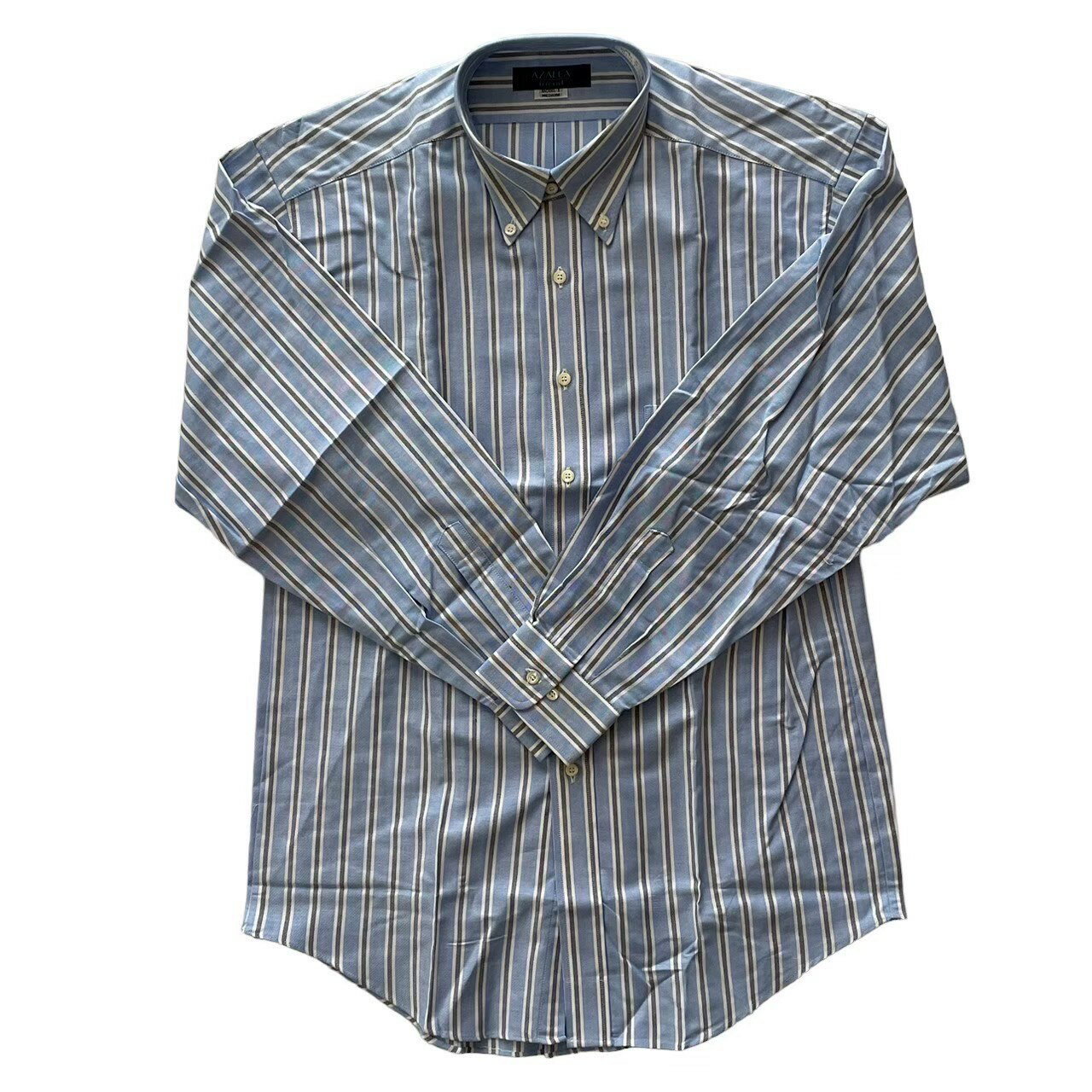 AZALEA friend アザレア ワイシャツ トップス 長袖 シャツ アパレル ファッション 水色 ライトブルー ストライプ 綿 Mサイズ 日本製 168306-3 メンズ ■商品情報■ ●タイトル　AZALEA friend アザレア...