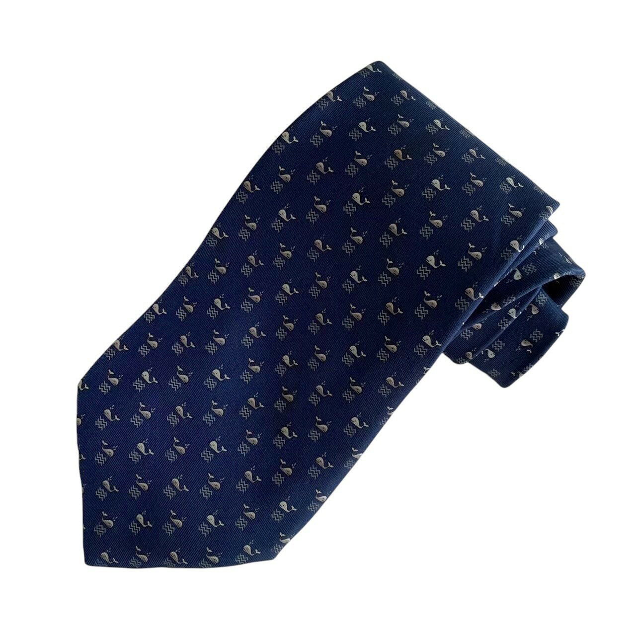 SALVATORE FERRAGAMO サルバトーレフェラガモ フェラガモ ネクタイ ブランド 小物 ブルー 青 シルク 総柄 鯨 海 イタリア製 メンズ ■商品情報■ ●タイトル　SALVATORE FERRAGAMO サルバトーレフェラ...