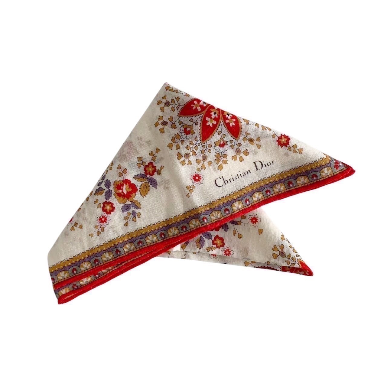Christian Dior クリスチャンディオール ディオール ハンカチ ブランド 小物 ホワイト レッド 白 赤 花柄 可愛い 正方形 レディース ■商品情報■ ●タイトル　Christian Dior クリスチャンディオール ディオー...