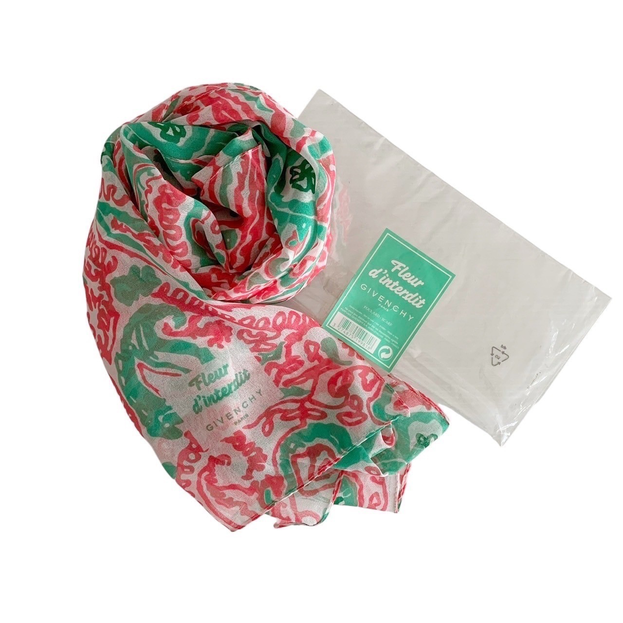 GIVENCHY ジバンシー スカーフ ブランド ロング ピンク グリーン 緑 ポリエステル 花柄 総柄 可愛い イタリア製 薄手 袋入り レディース ■商品情報■ ●タイトル　GIVENCHY ジバンシー スカーフ ブランド ロング ピン...