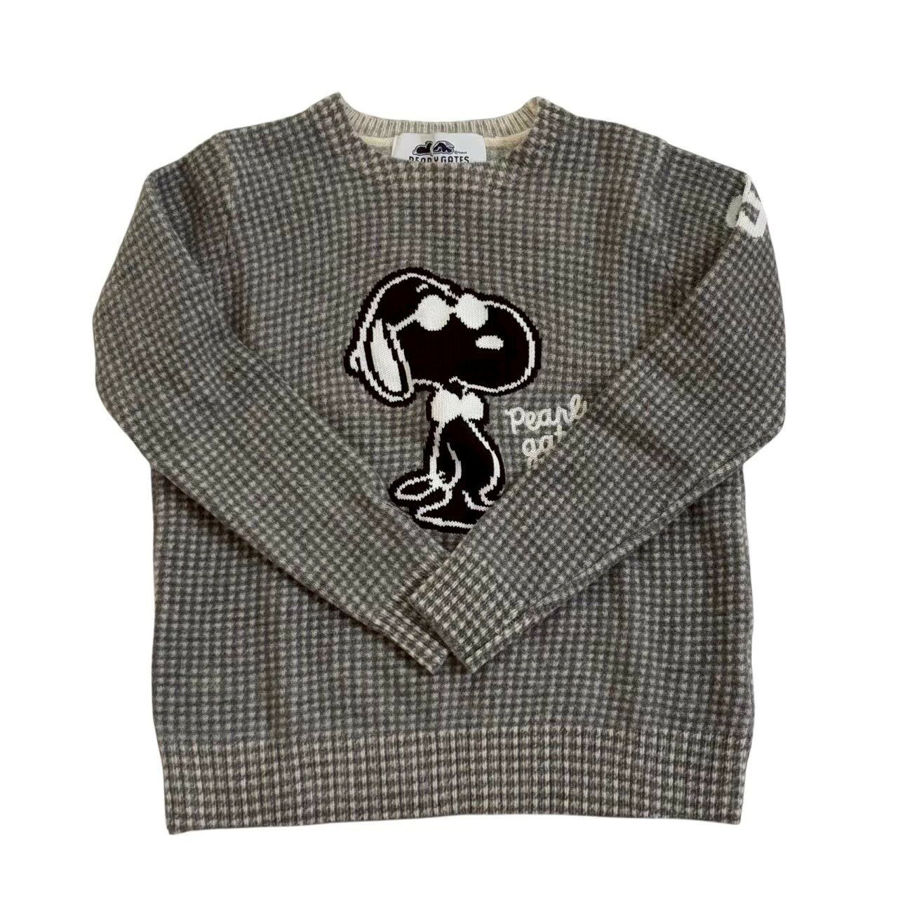PEARLY GATES パーリーゲイツ ピーナッツ チェックニット グレー クルーネック ニット トップス スヌーピー レディース サイズ0 Sサイズ ■商品情報■ ●タイトル　PEARLY GATES パーリーゲイツ ピーナッツ チェッ...
