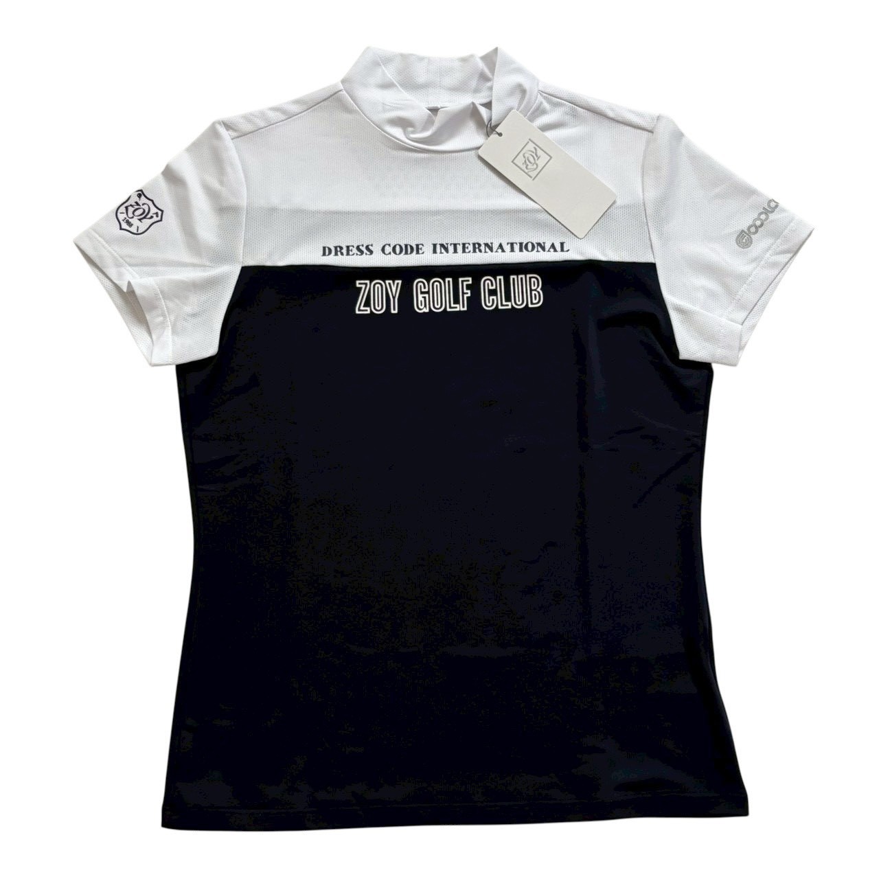 ■商品情報■ ●タイトル　ZOY GOLF CLUB モックネック 半袖 ゴルフウェア サイズ36 タグ付き cooLcore メッシュ ポリエステル 白 ネイビー DRESS CODE INTERNATIONAL 071612026 ●メ...
