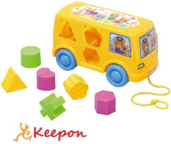 セット内容/バス×1、ブロック×6 材質/PP 商品サイズ バス：210×120×105mm ひも：約φ3×235mm ブロック（1ピース）：約40×40×40mm大きなバスをひっぱったりかたちあわせしよう！