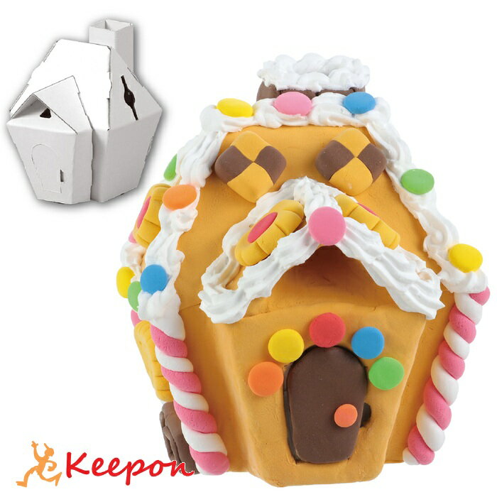 クリスマスにもぴったり！作って飾って使える！ねんどで作るお菓子の家！ 本物みたいなホイップねんどでデコレーションできる、かわいいお菓子の家を作る工作キットです。えんとつタイプと2階建てタイプの2種類から選べる段ボール芯材付きで、絞り袋と口金...