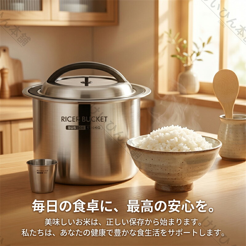 商品スペック 商品特徴 ●高品質な304ステンレス鋼素材を使用 耐久性があり、お米の鮮度と味を効果的に維持し、新鮮でおいしい食事を楽しむことができます。 ●真空と密閉設計 逆吸引シール効果が形成され、湿気のない環境を保ち、食品の品質を長期間...