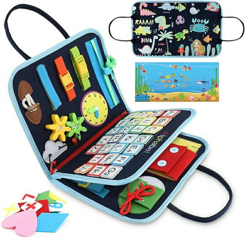 こどもが夢中になる知育おもちゃ：18種類のバラエティ豊かなボタン、バックル、ジッパーなどで遊べる、知育用玩具です。一般に洋服についている留め具をまとめてあるオモチャで、子供の知力、創造性を刺激し、能力の開発に役立ちます。大量36枚セットかわ...