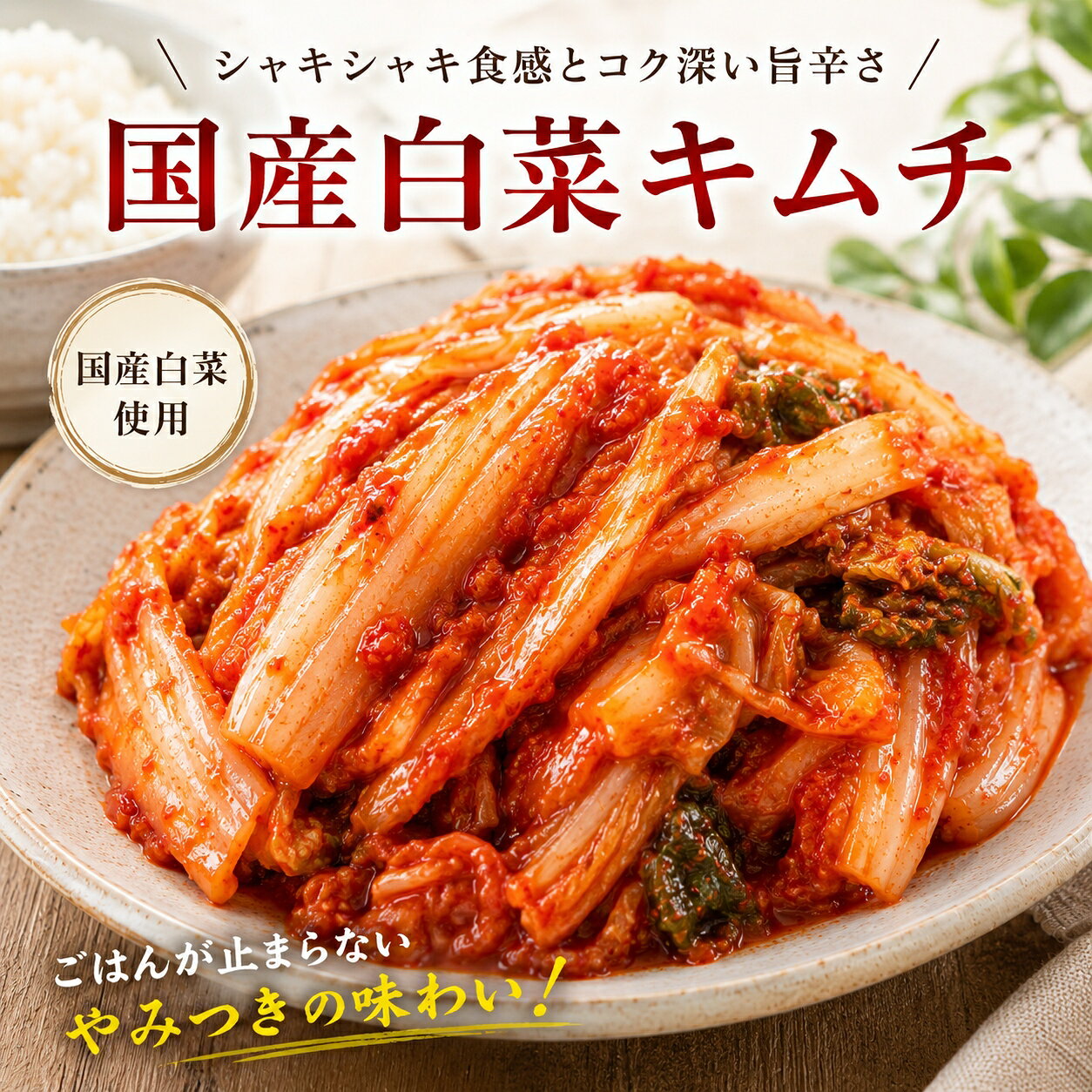 商品情報名称国産白菜キムチ原材料名白菜、漬け原材料（異性化液糖、醸造酢、食塩、唐辛子、にんにく）/調味料（アミノ酸等）、酸味料、着色料（パプリカ色素）、ビタミンB1内容量1kg/p賞味期限別途商品ラベルに記載保存方法-18℃以下で保存販売者...